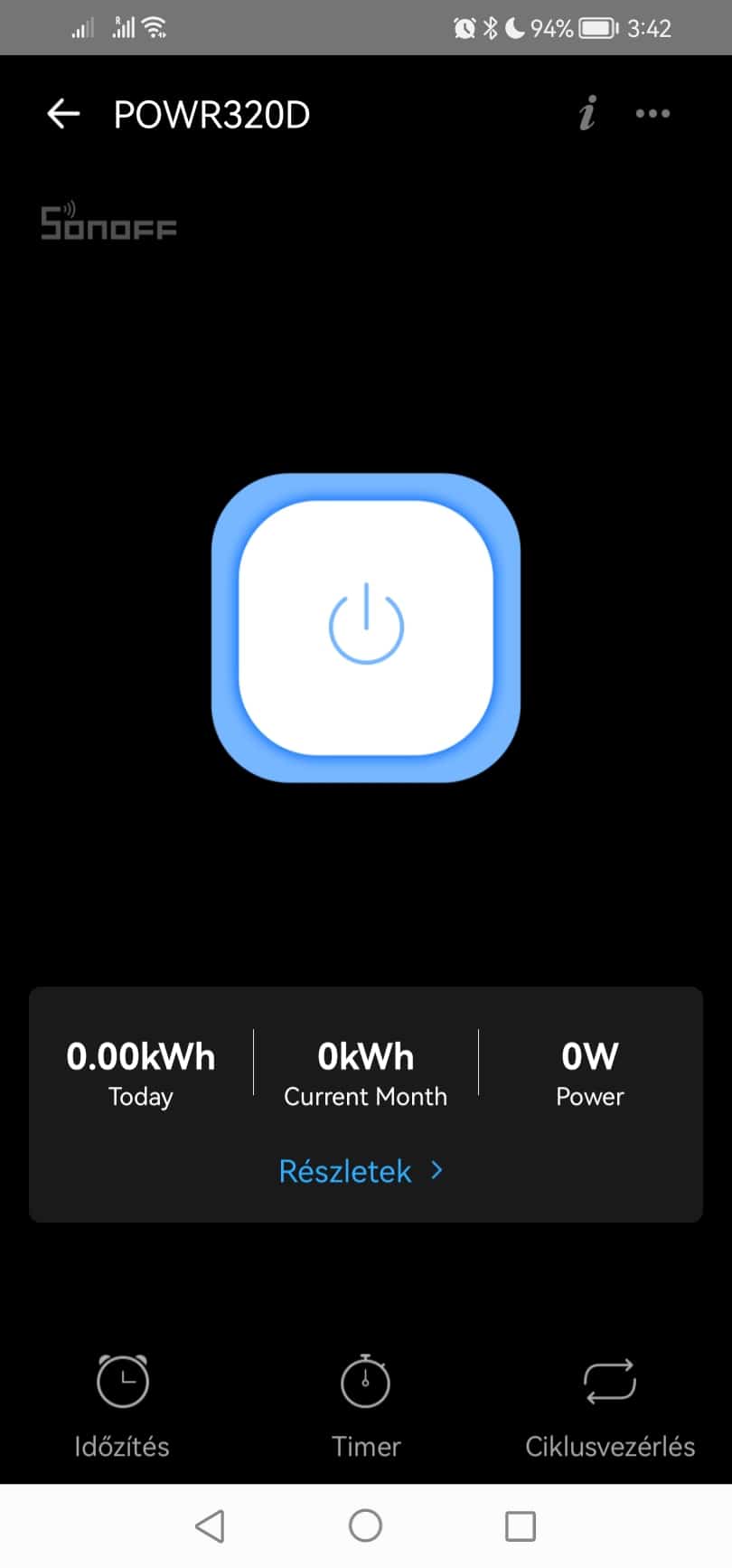 Sonoff POW Elite WiFi-s 20A fogyasztásmérős okosrelé (POWR320D)